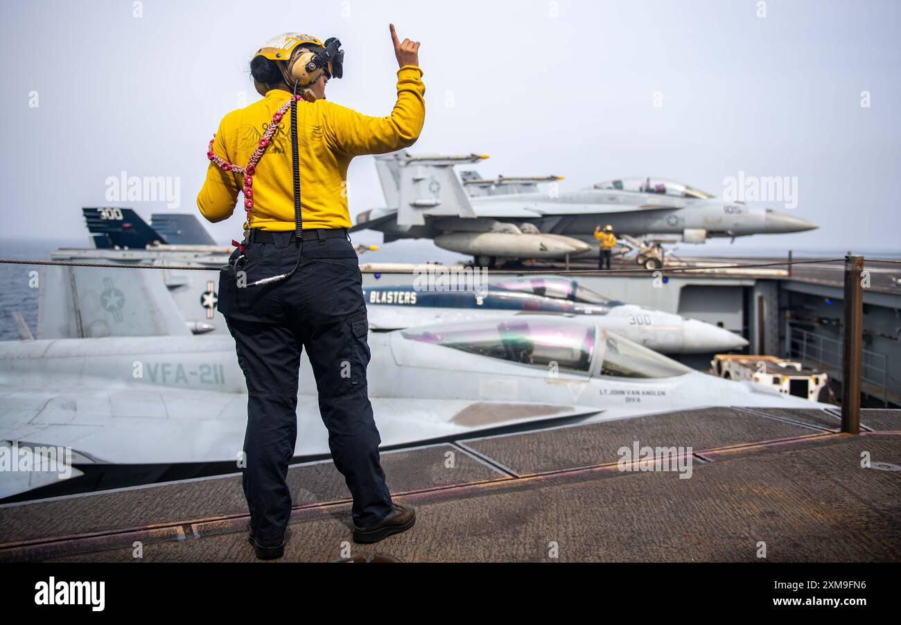 U.S. 5TH FLEET AREA OF OPERATIONS (July 21, 2024) An Aviation Boatswain ...