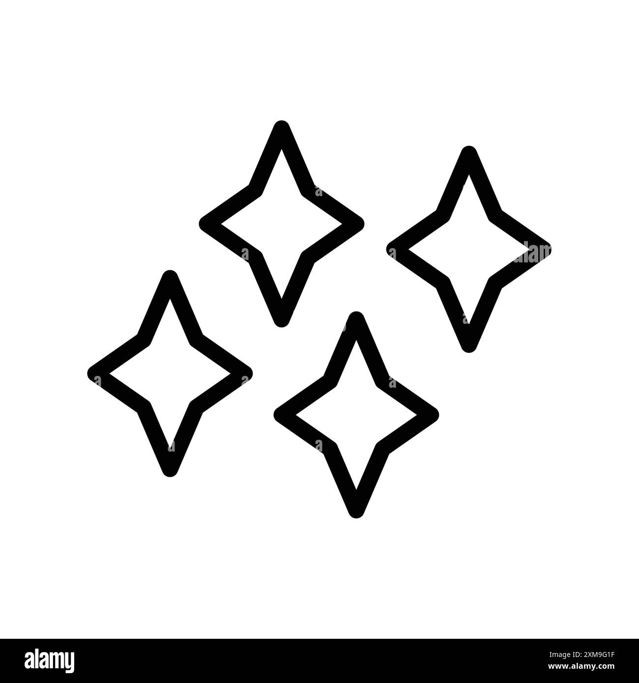 Sparkles shine icon linear logo mark set collection in black and white ...