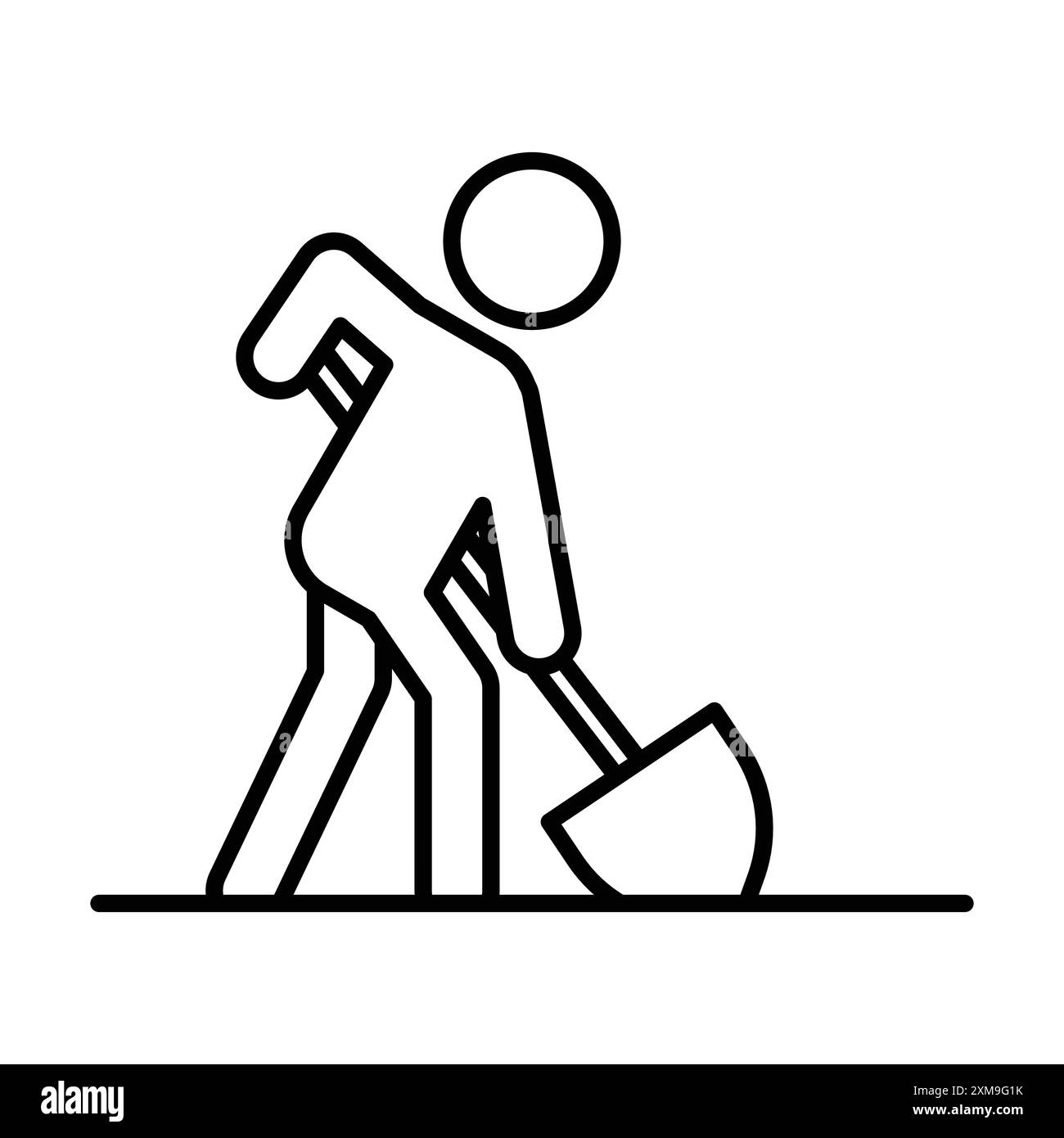 Worker digging icon linear logo mark set collection in black and white for web Stock Vector ...