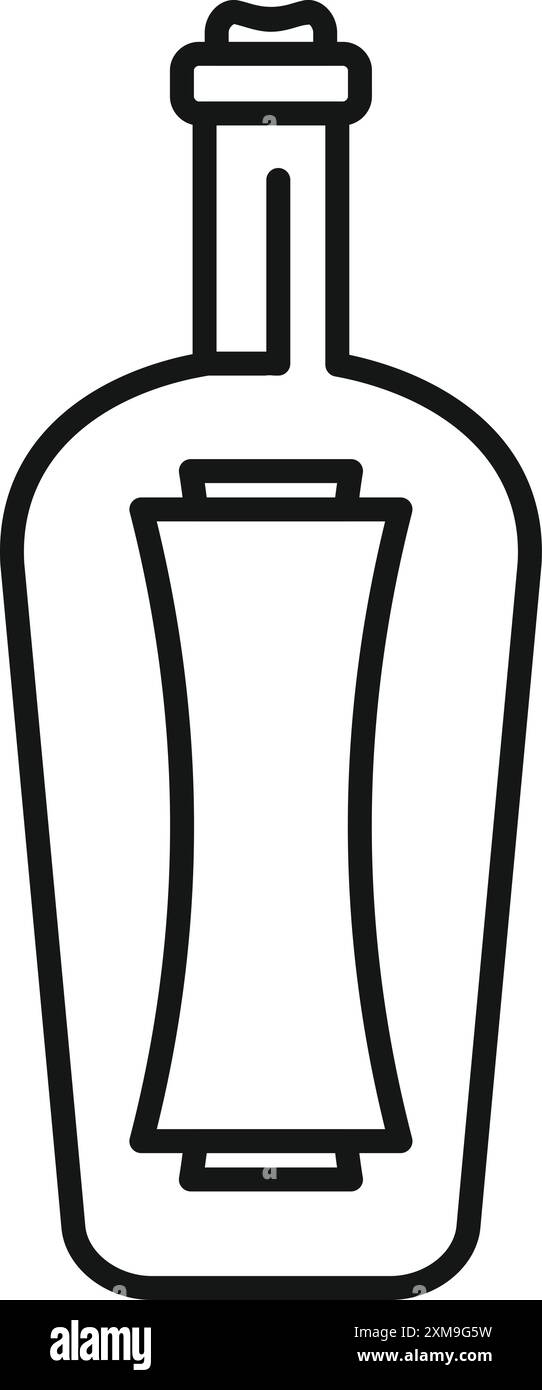 Line drawing of a message in a bottle floating on the sea Stock Vector ...