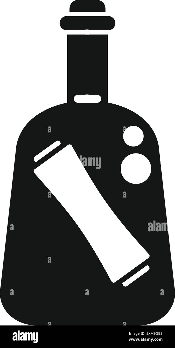 Black silhouette of a bottle containing a rolled up message, evoking ...