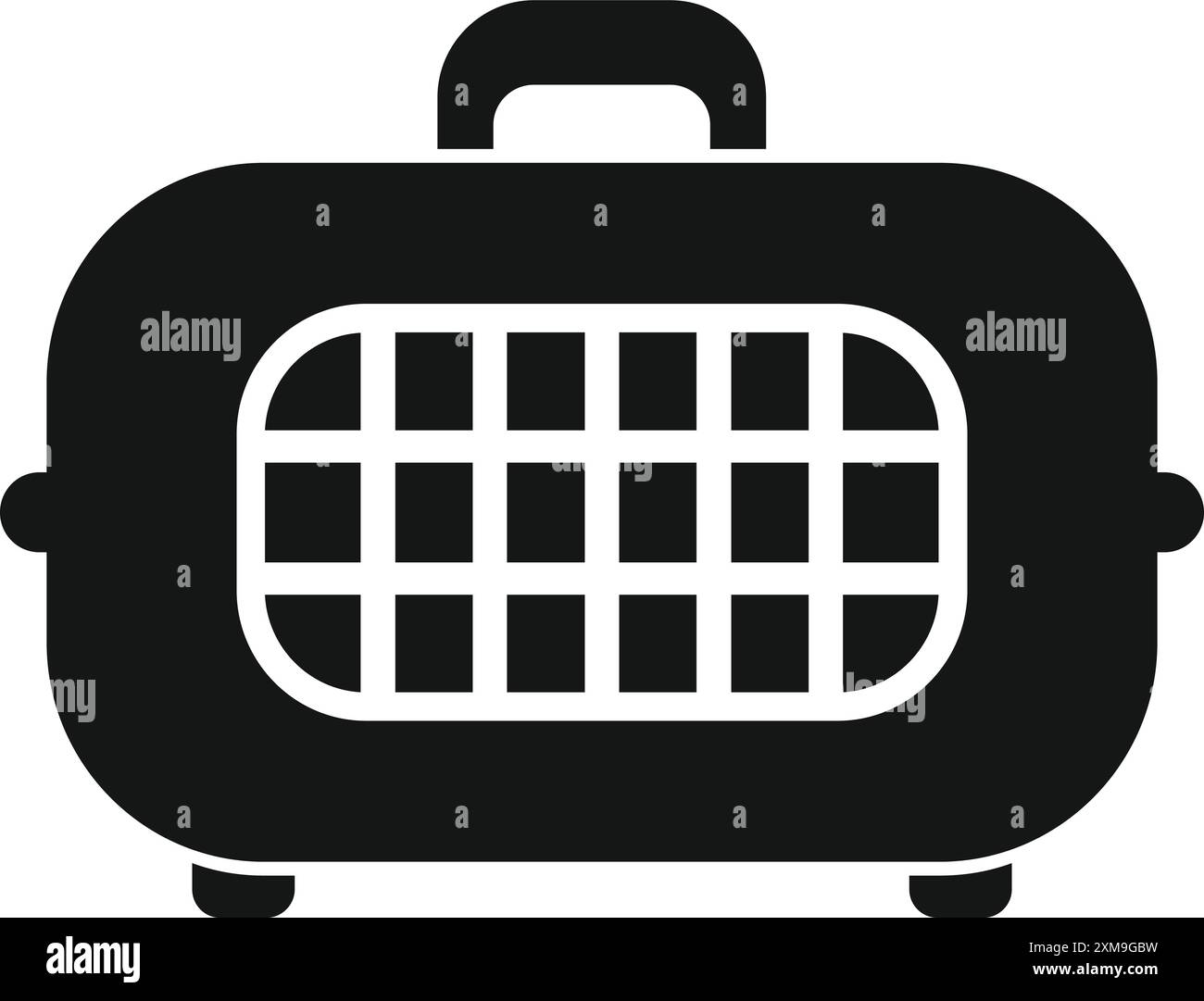 Black simple icon of a pet carrier for safe transportation of cats ...