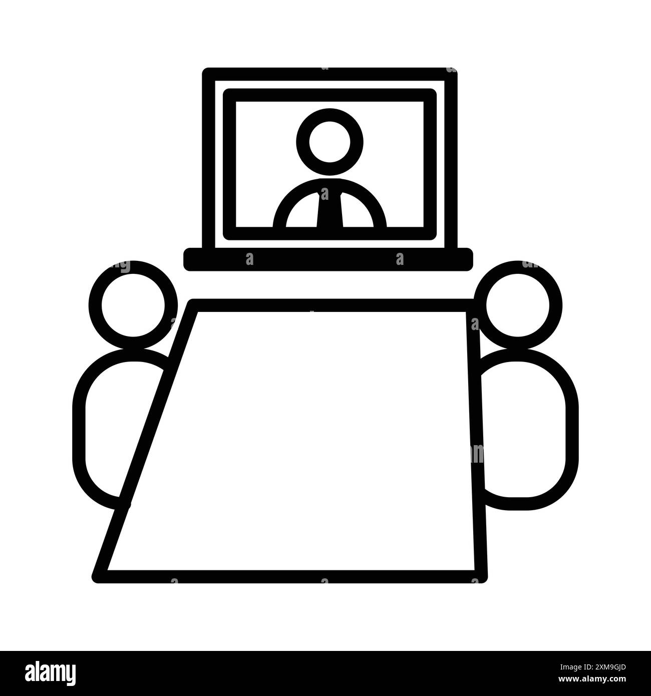 Video conference icon linear logo mark set collection in black and white for web Stock Vector ...