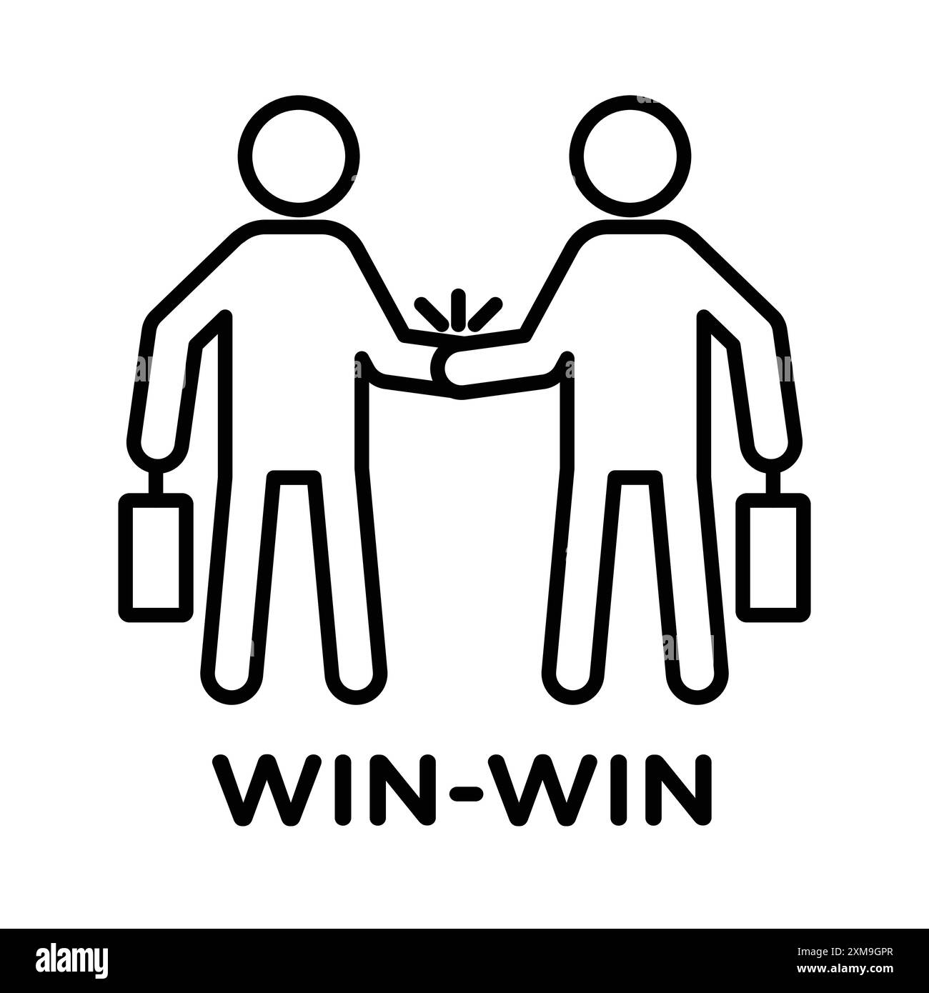 Win-win business deal icon linear logo mark set collection in black and ...