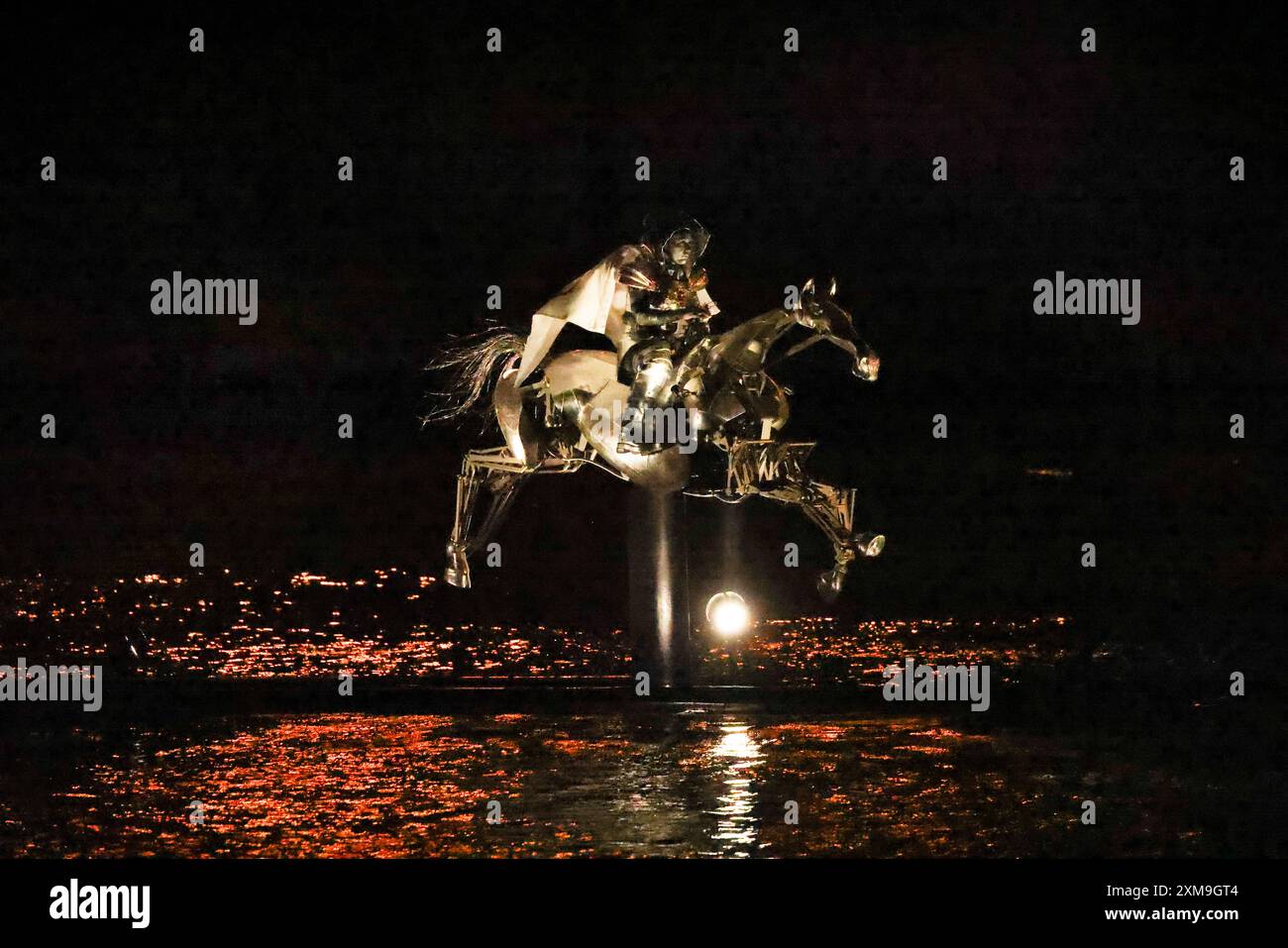 Paris, France. 26th July, 2024. Olympic Opening Ceremonies. A rider on ...