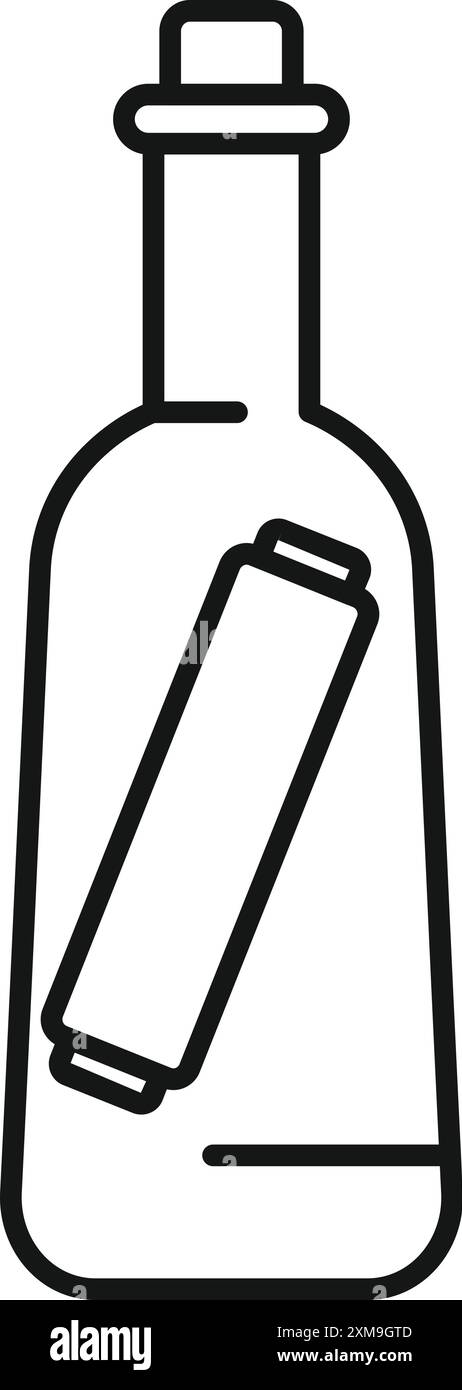 Simple line drawing of a glass bottle containing a message, evoking ...