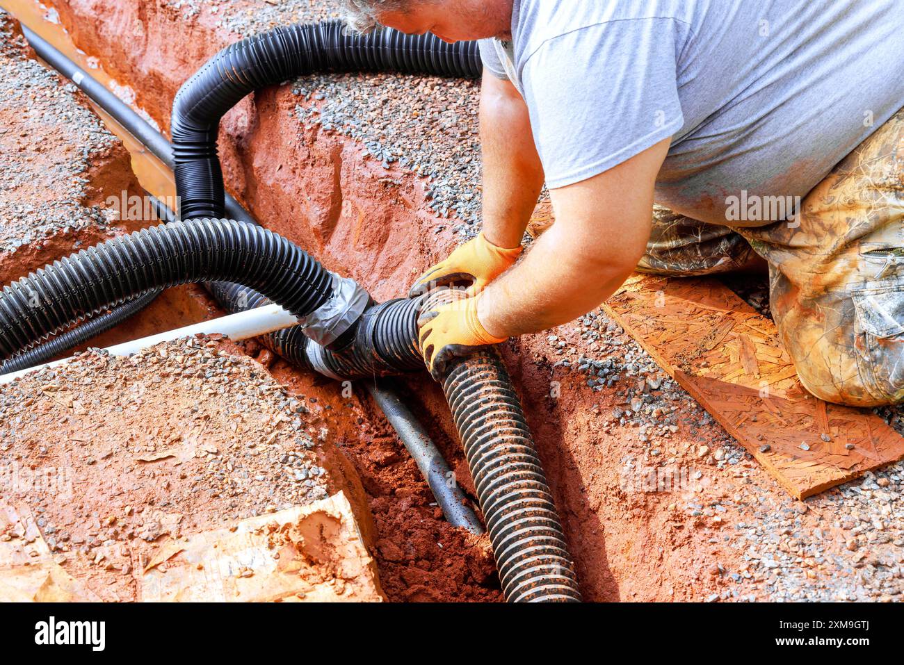 Drainage pipes are laid underground for outflow of rainwater stormwater ...