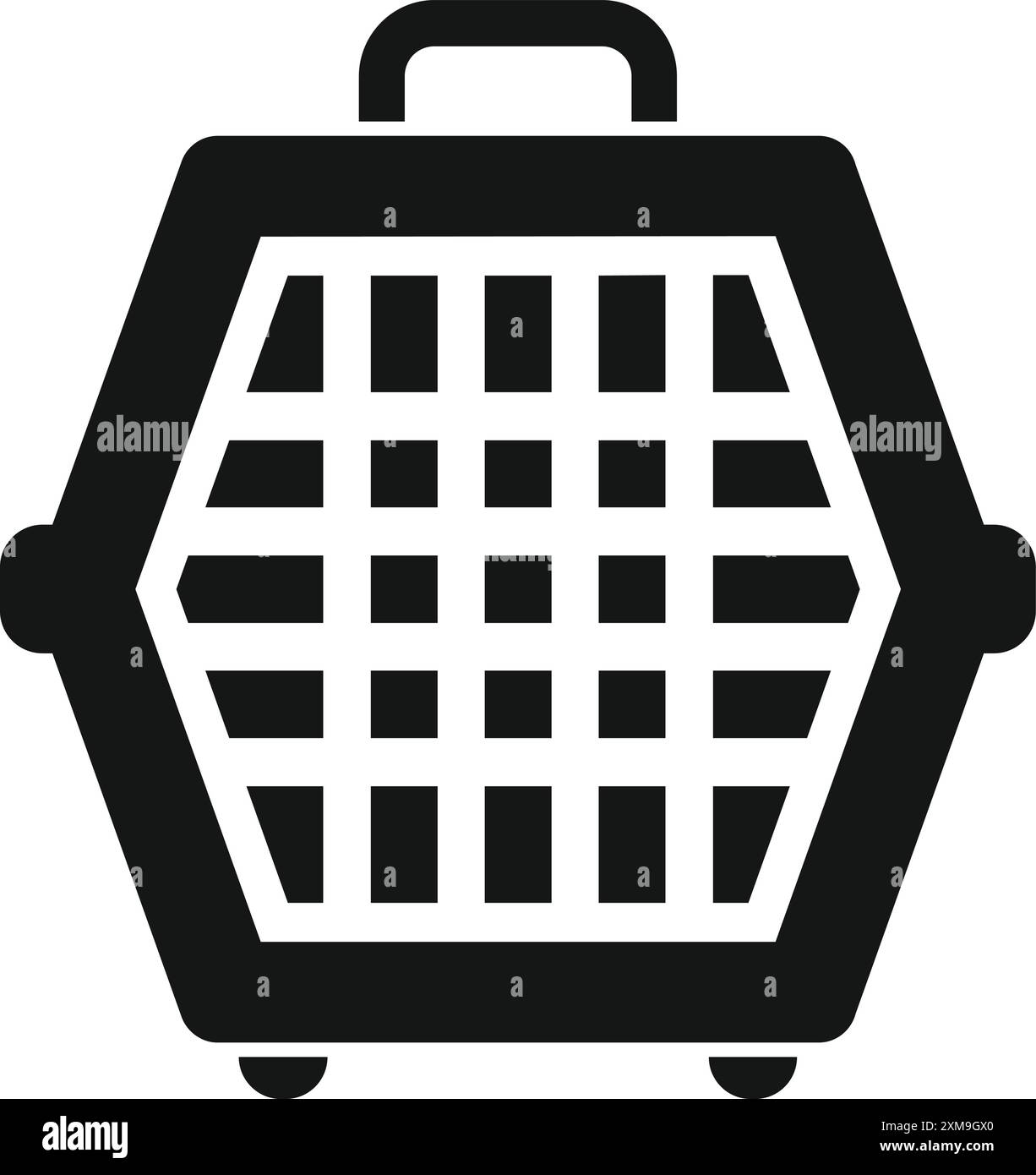 This icon represents a secure and well ventilated pet carrier, ideal ...