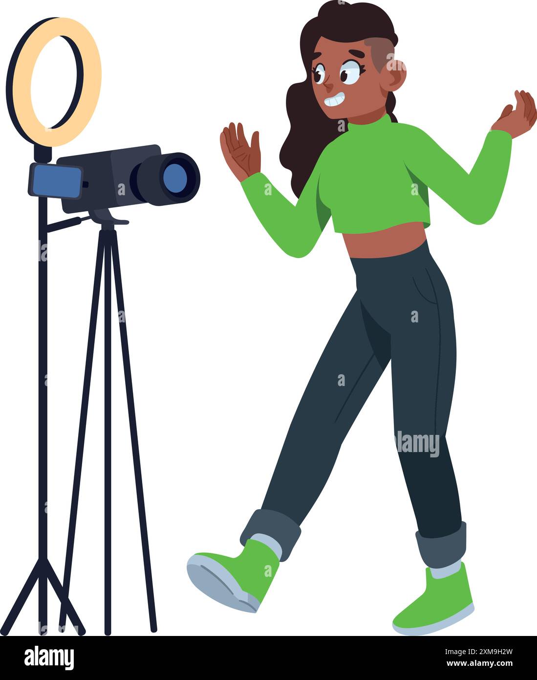 Girl blogger recording video content Stock Vector Images - Alamy