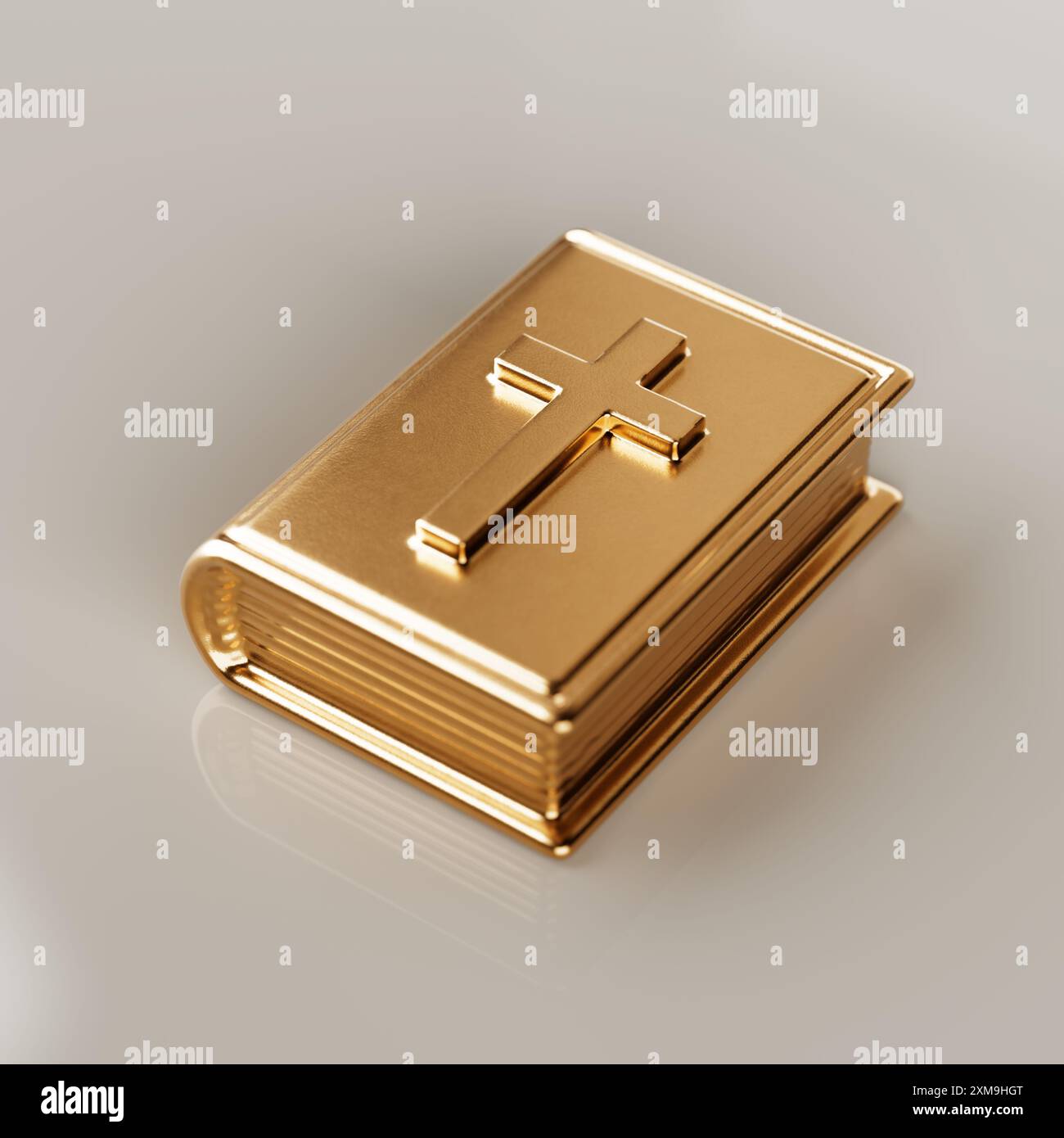 Golden Metal Bible Book on a white background. 3d Rendering Stock Photo ...