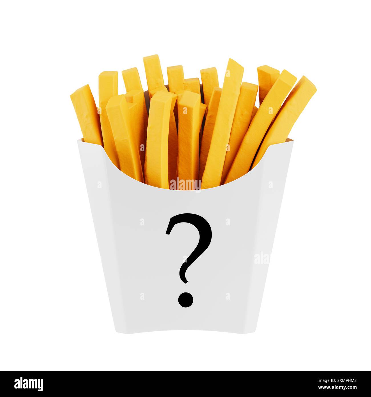 French Fries in White Paper Bucket with Question Mark on a white ...
