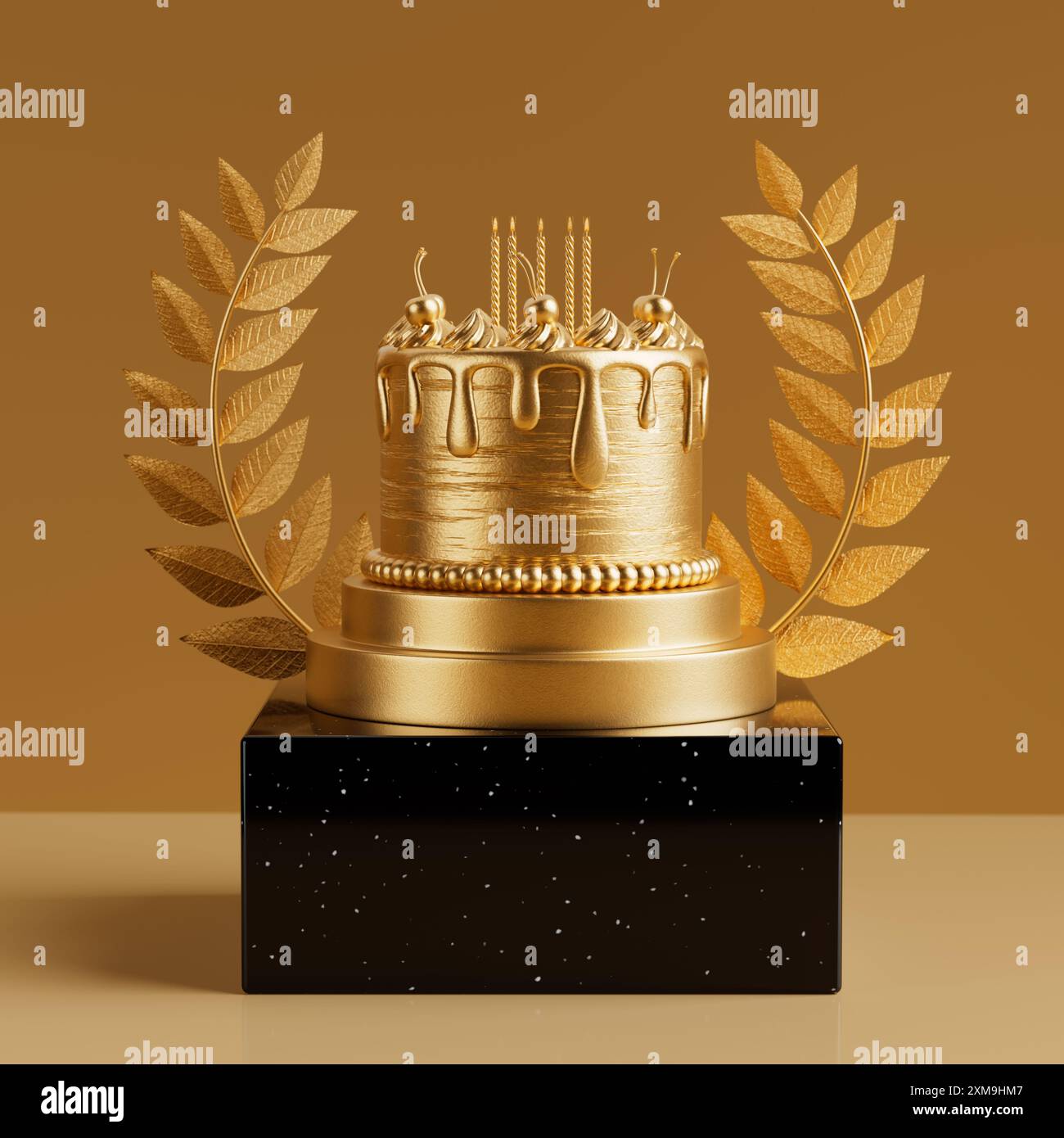 Winner Award Cube Gold Laurel Wreath Podium, Stage or Pedestal with ...