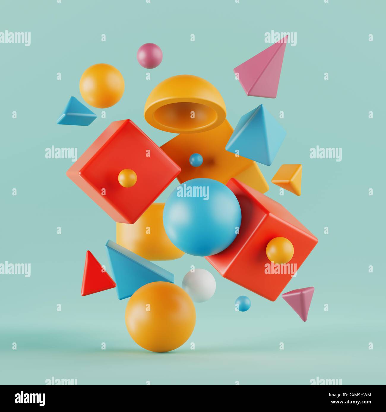 Minimalism Plastic Geometric Shapes Composition on a green background ...