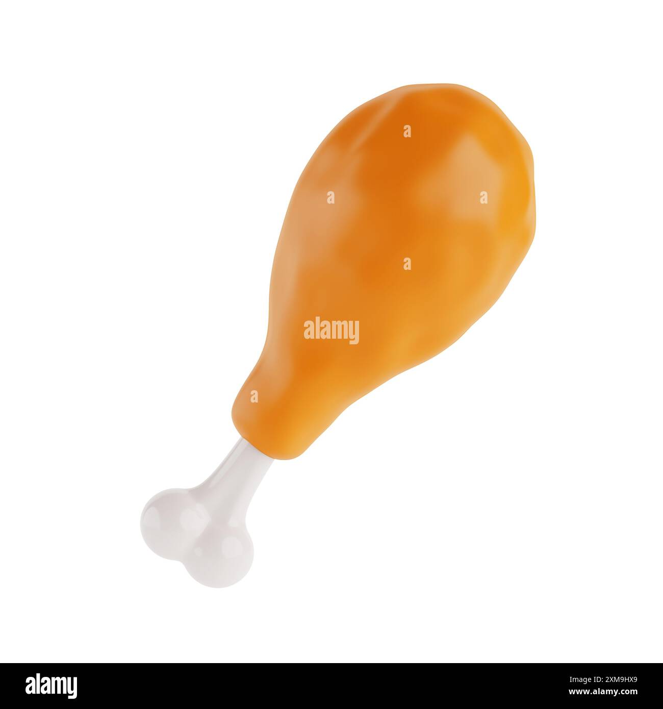 Cartoon Absrtract Chicken Leg with Bone on a white background. 3d ...