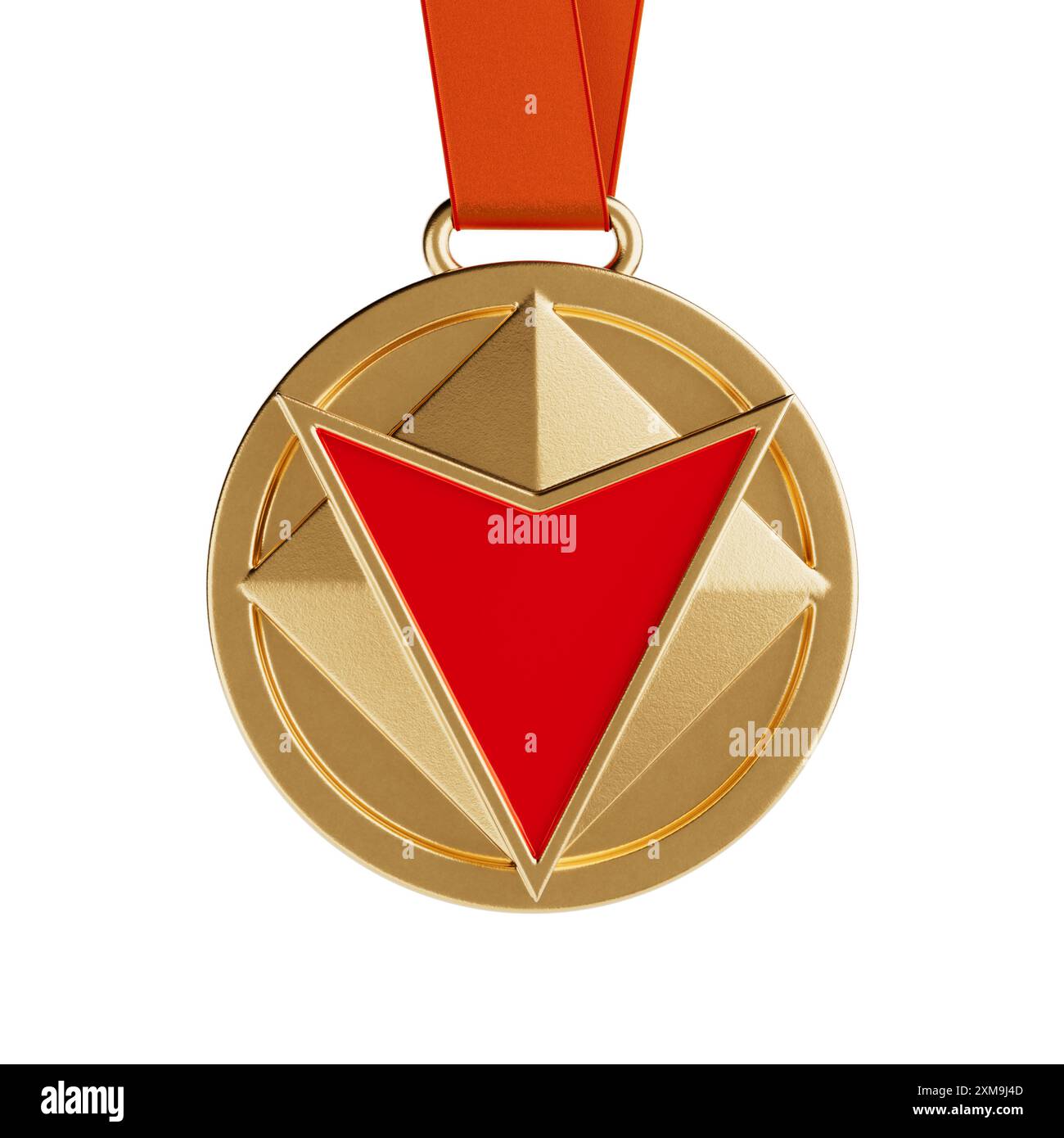 Golden Abstract Geometric Shapes Medal with Red Arrow on a white ...