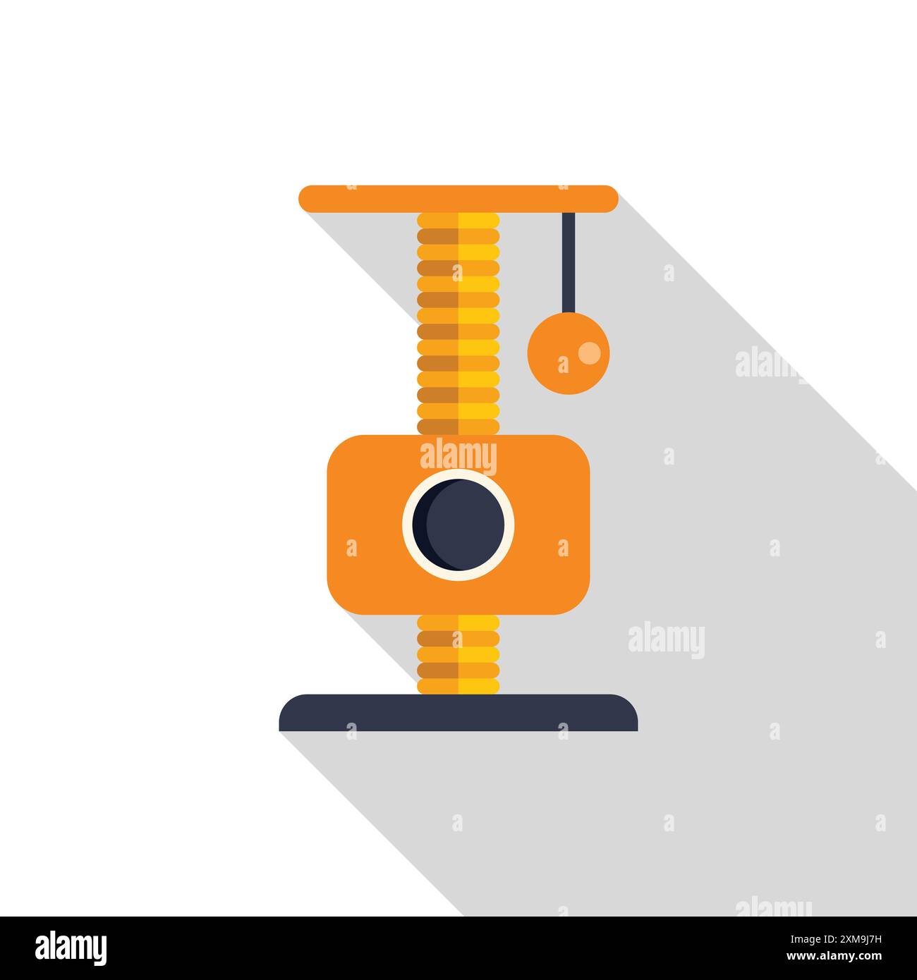 Orange cat tree with scratching post and hanging ball for playing Stock ...