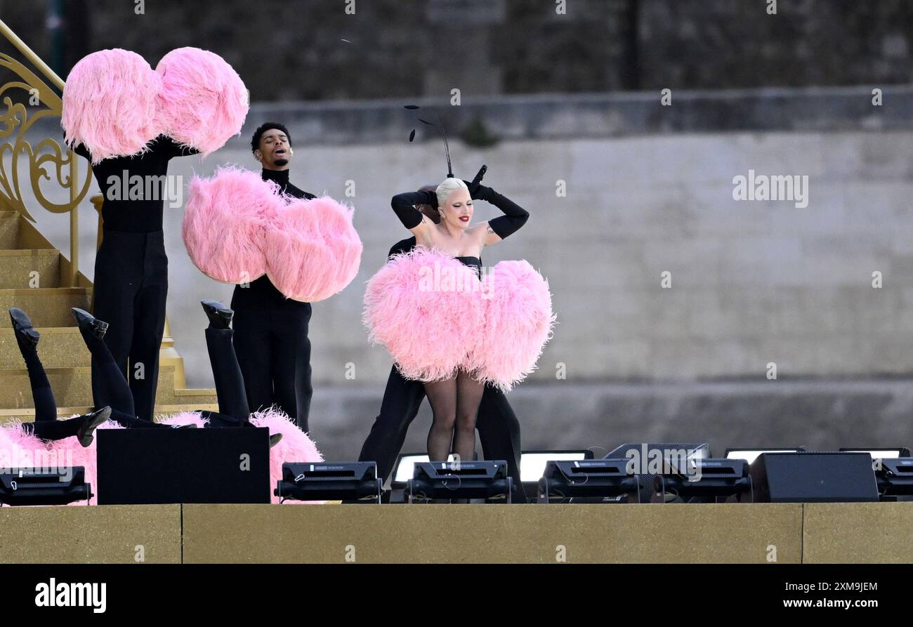 Paris, France. 27th July, 2024. Olympia, Paris 2024, opening ceremony ...