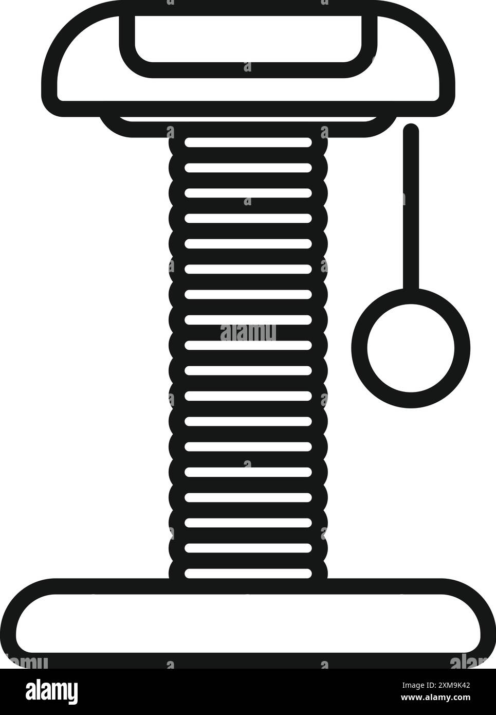 Line drawing of a cat scratching post with a hanging ball, perfect for ...