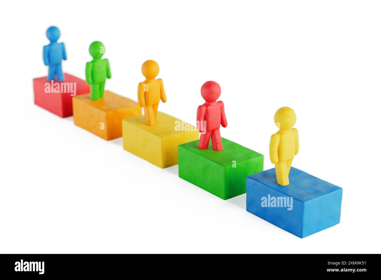 Colorful Plasticine Character Business Team with Leader on a White ...