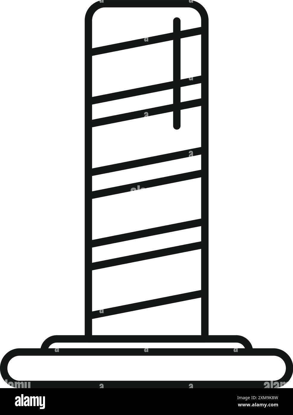 Simple line drawing of a scratching post standing on the floor, waiting ...