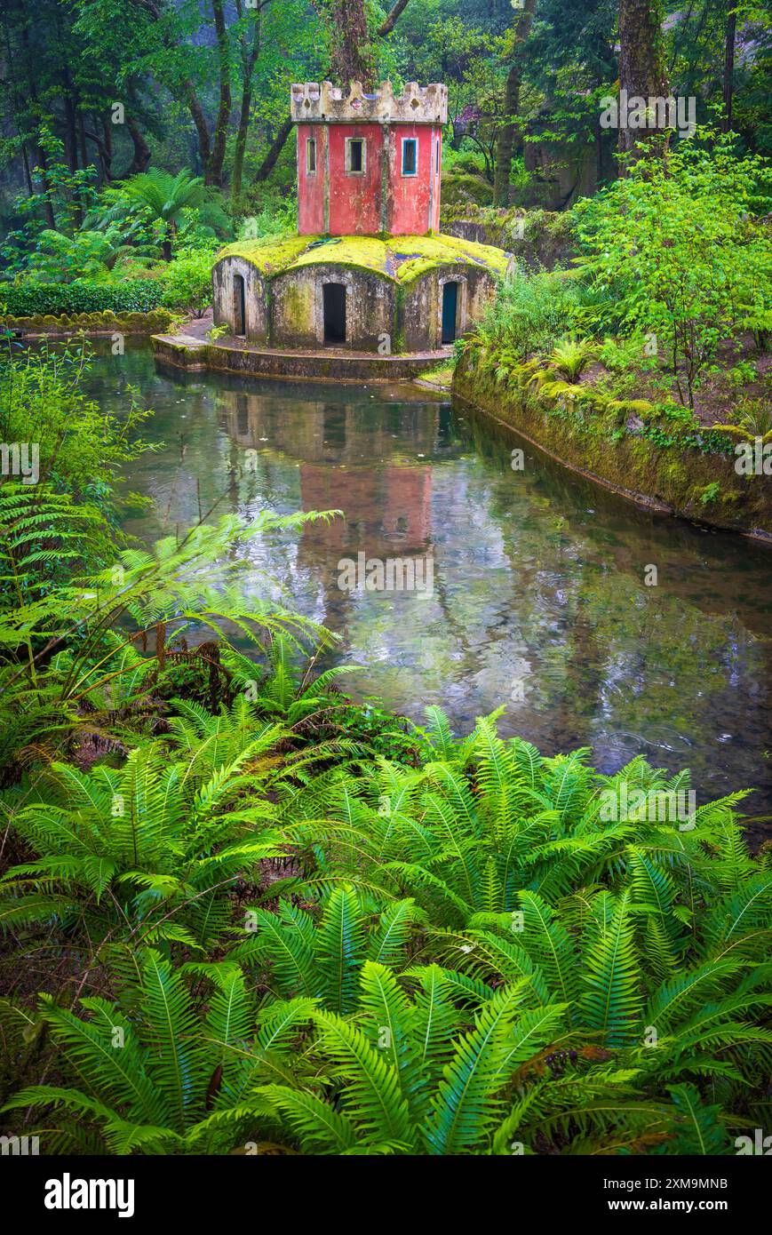 Duck house in Pena Palace Park.The Pena Park is a vast forested area ...