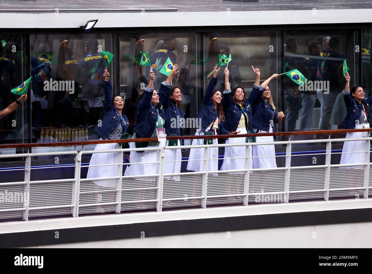 Paris, France. 26th July, 2024. Olympic Opening Ceremonies. Members of ...