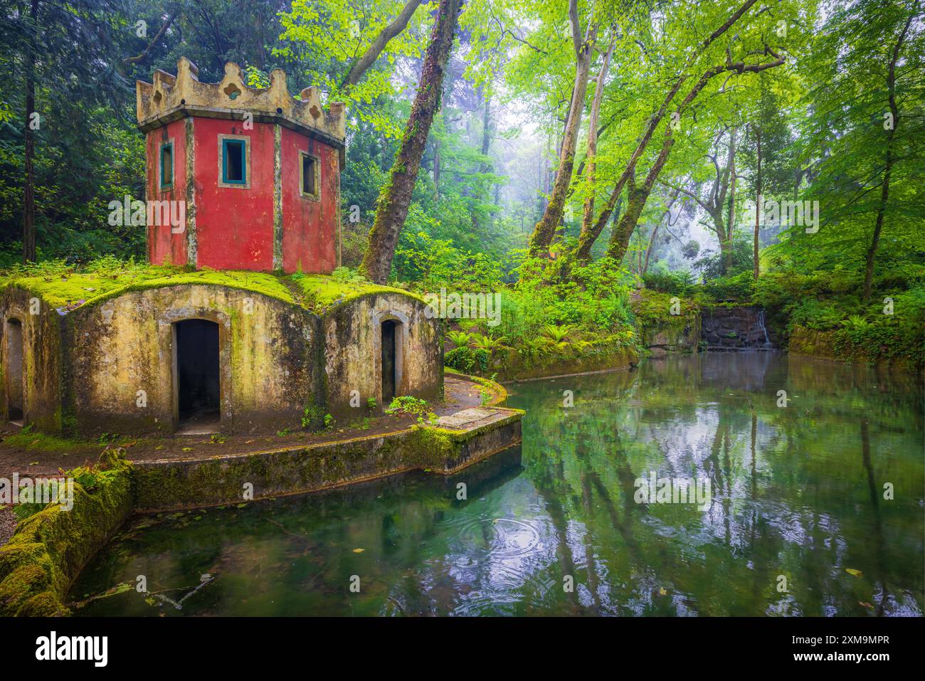 Duck house in Pena Palace Park.The Pena Park is a vast forested area ...