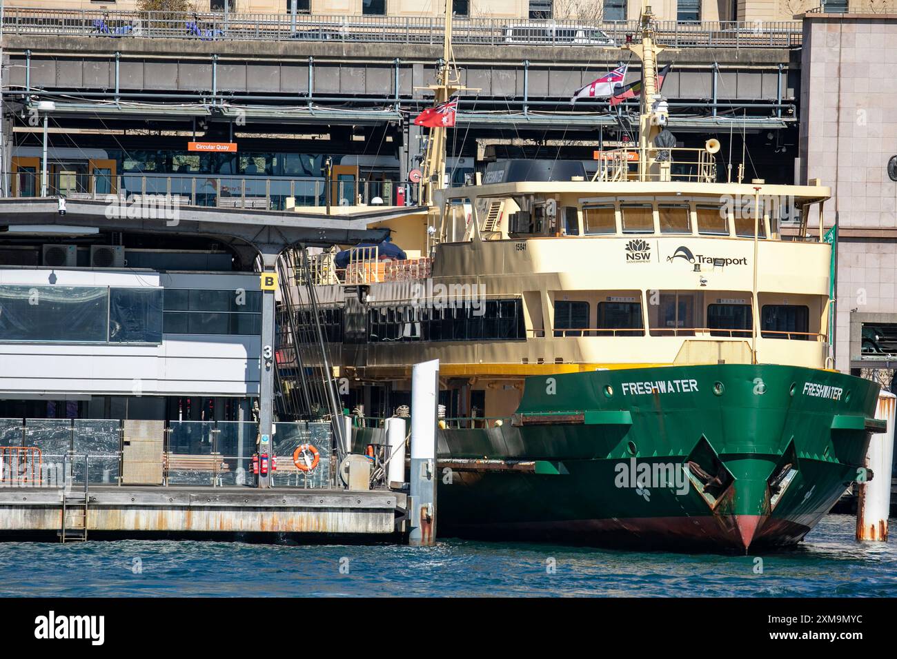 Sydney ferry the MV Freshwater berthed at Circular Quay ferry terminal ...