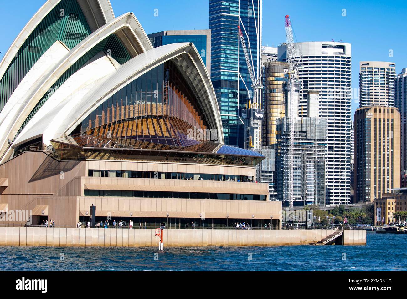 Sydney Opera House close up and office skyscrapers in Circular Quay ...