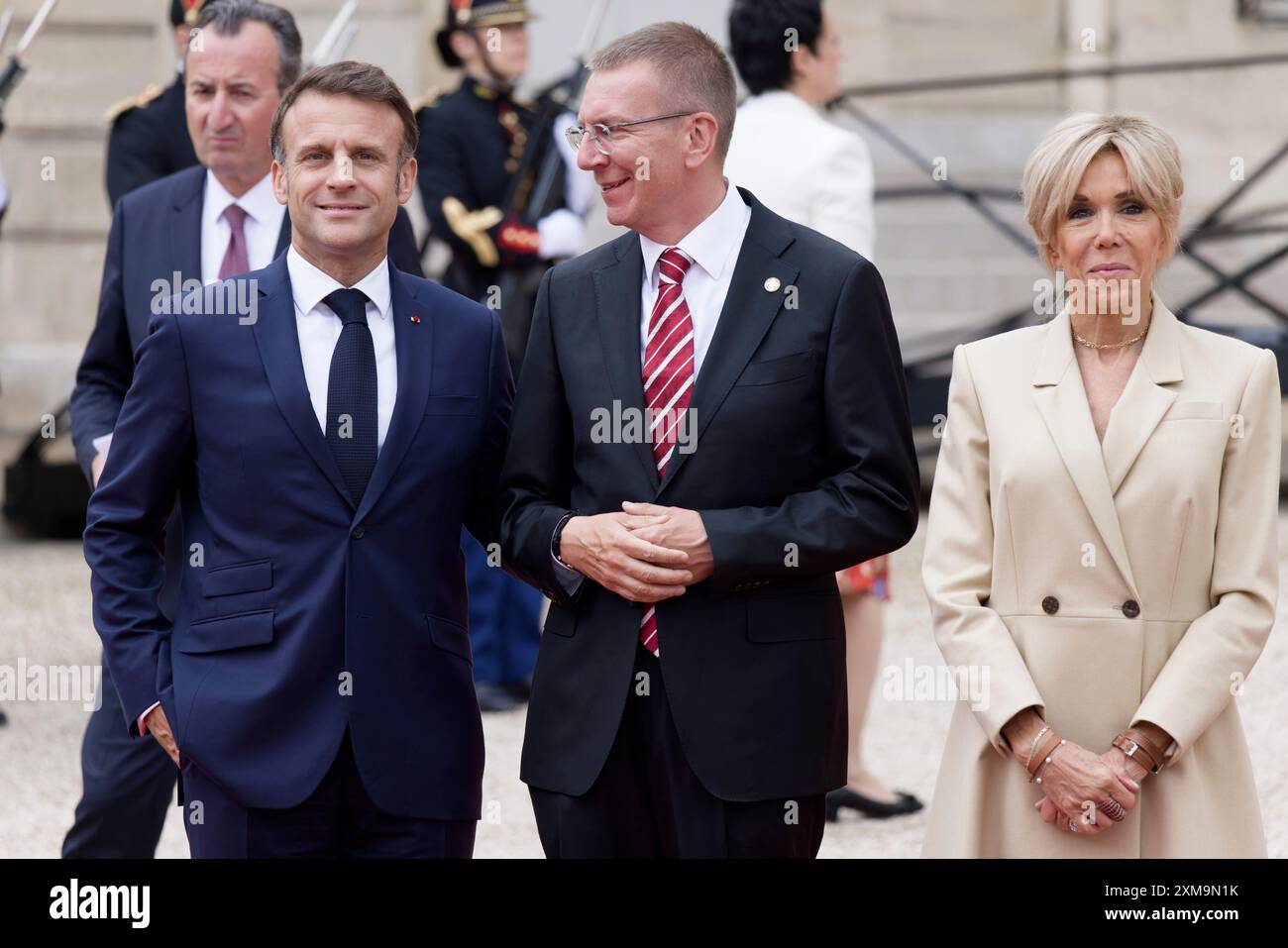 Paris, France. 26th July, 2024. French President Emmanuel Macron and ...