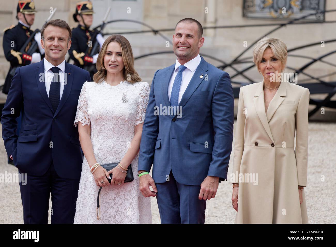 Paris, France. 26th July, 2024. French President Emmanuel Macron and ...