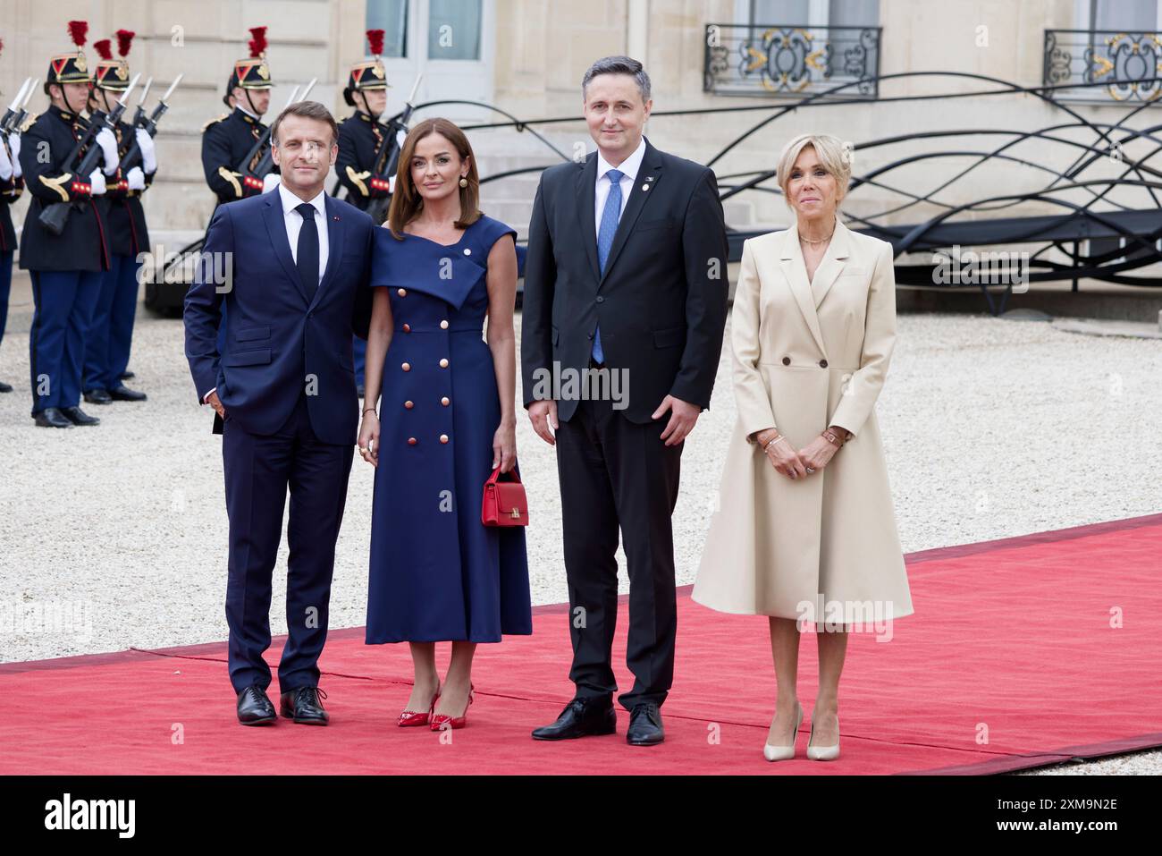 Paris, France. 26th July, 2024. French President Emmanuel Macron and ...