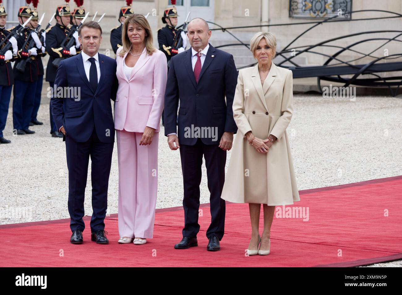 Paris, France. 26th July, 2024. French President Emmanuel Macron and ...