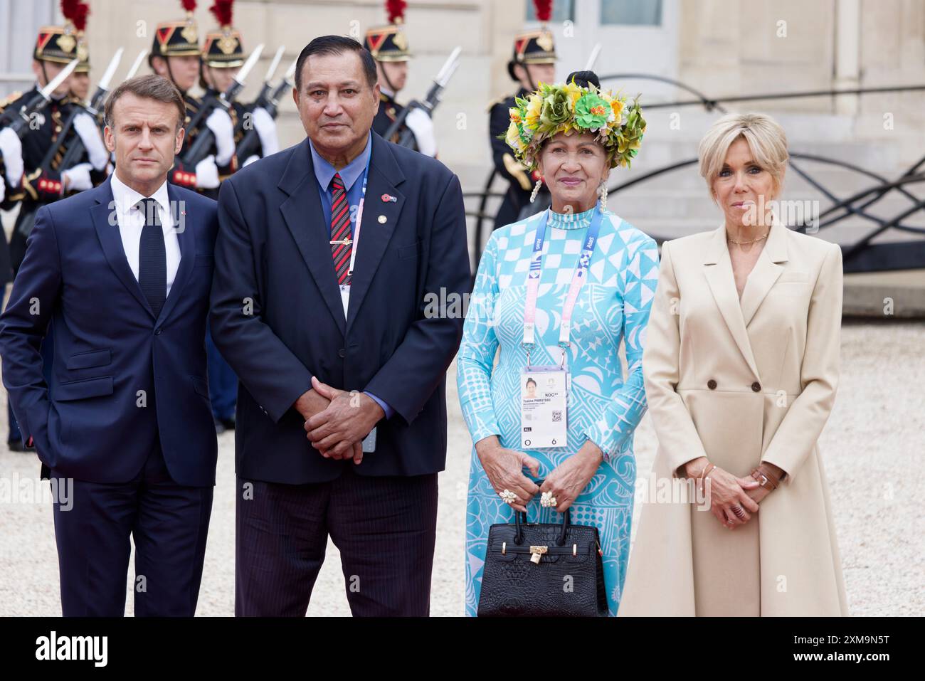 Paris, France. 26th July, 2024. French President Emmanuel Macron and ...