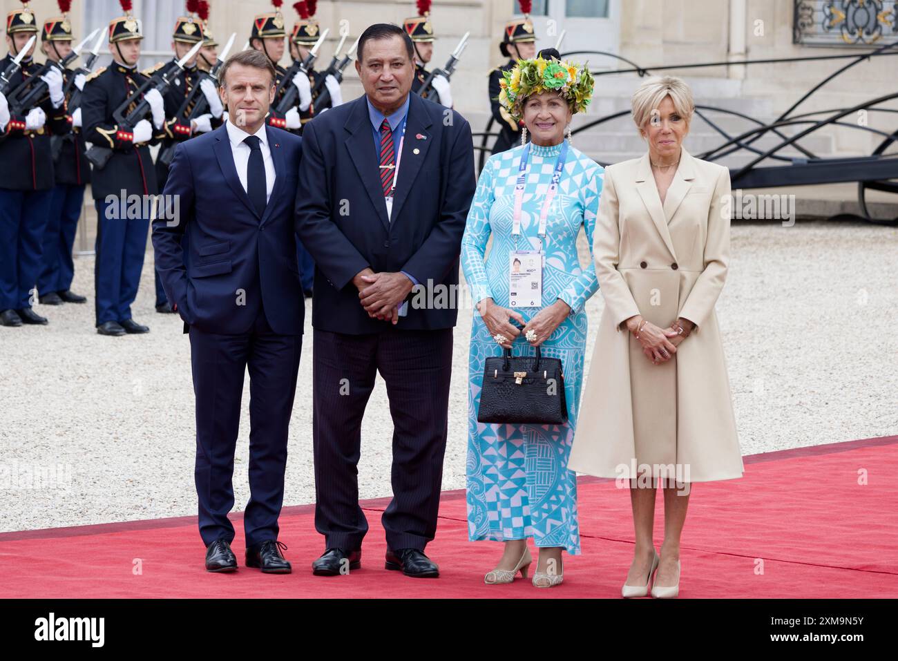 Paris, France. 26th July, 2024. French President Emmanuel Macron and ...