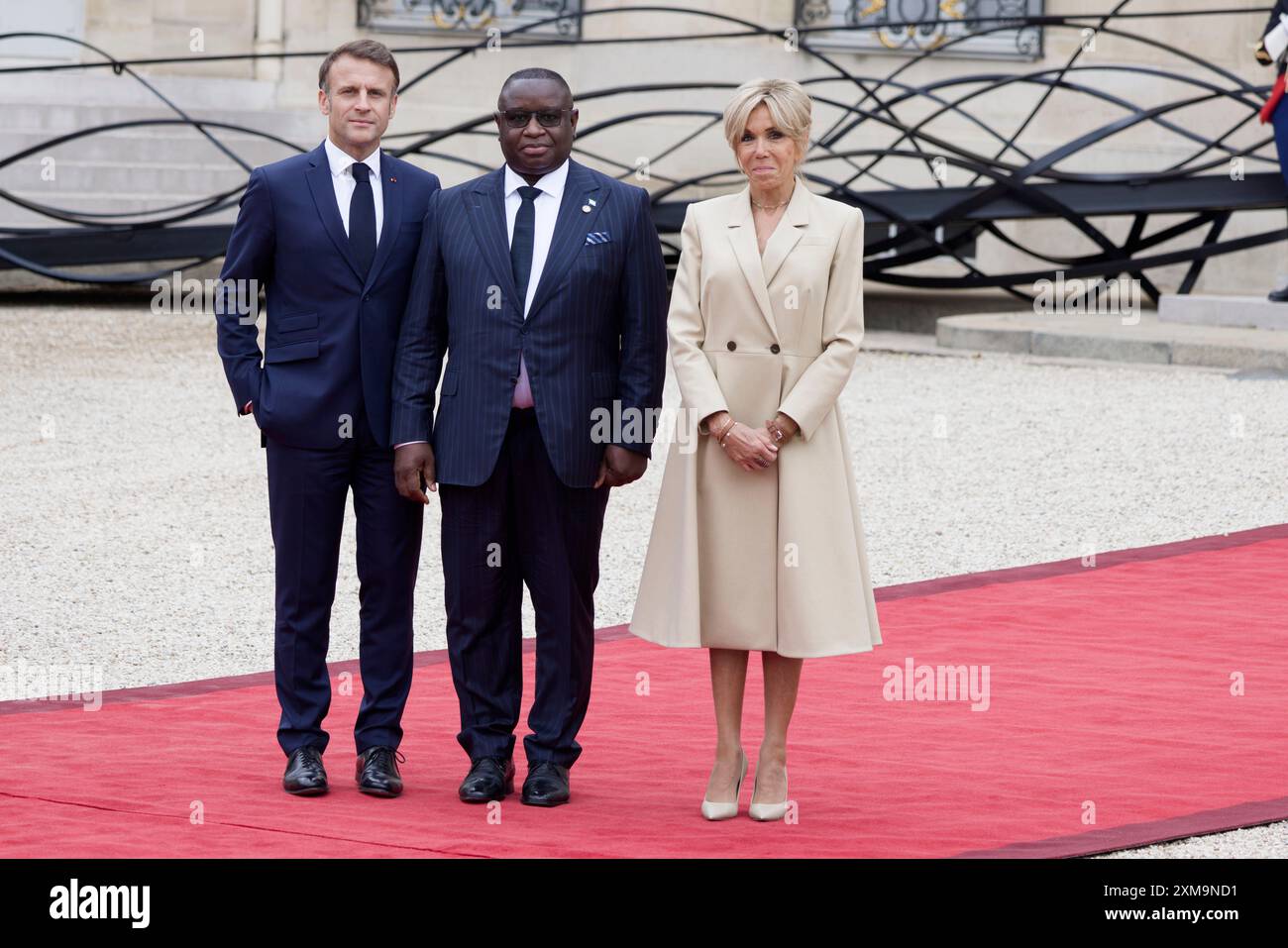 Paris, France. 26th July, 2024. French President Emmanuel Macron and ...