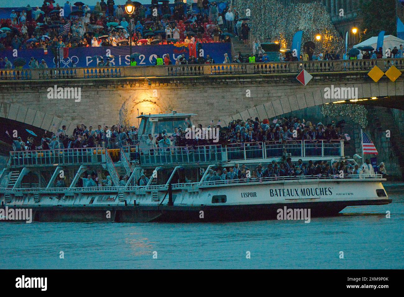 opening Cerimony run the River Seine USA boat during Opening Ceremony ...