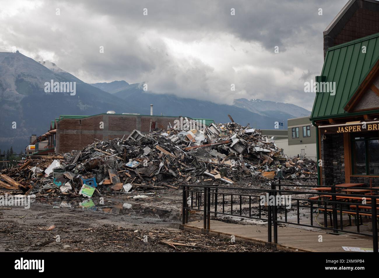Jasper, Canada. 26th July, 2024. Demolished structures in downtown ...