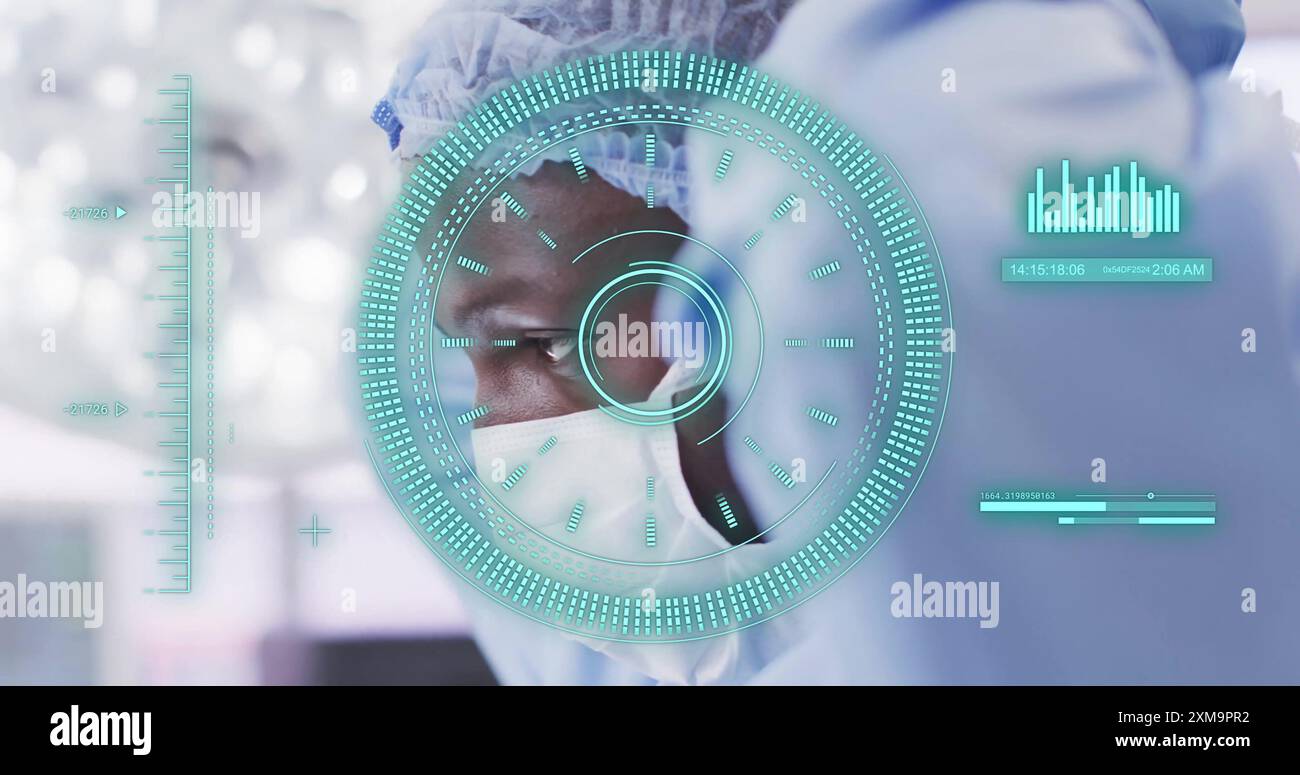 Image of scope scanning and data processing over african american ...