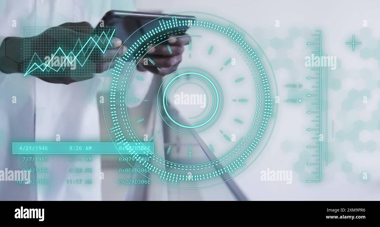 Image of scope scanning and data processing over african american male ...