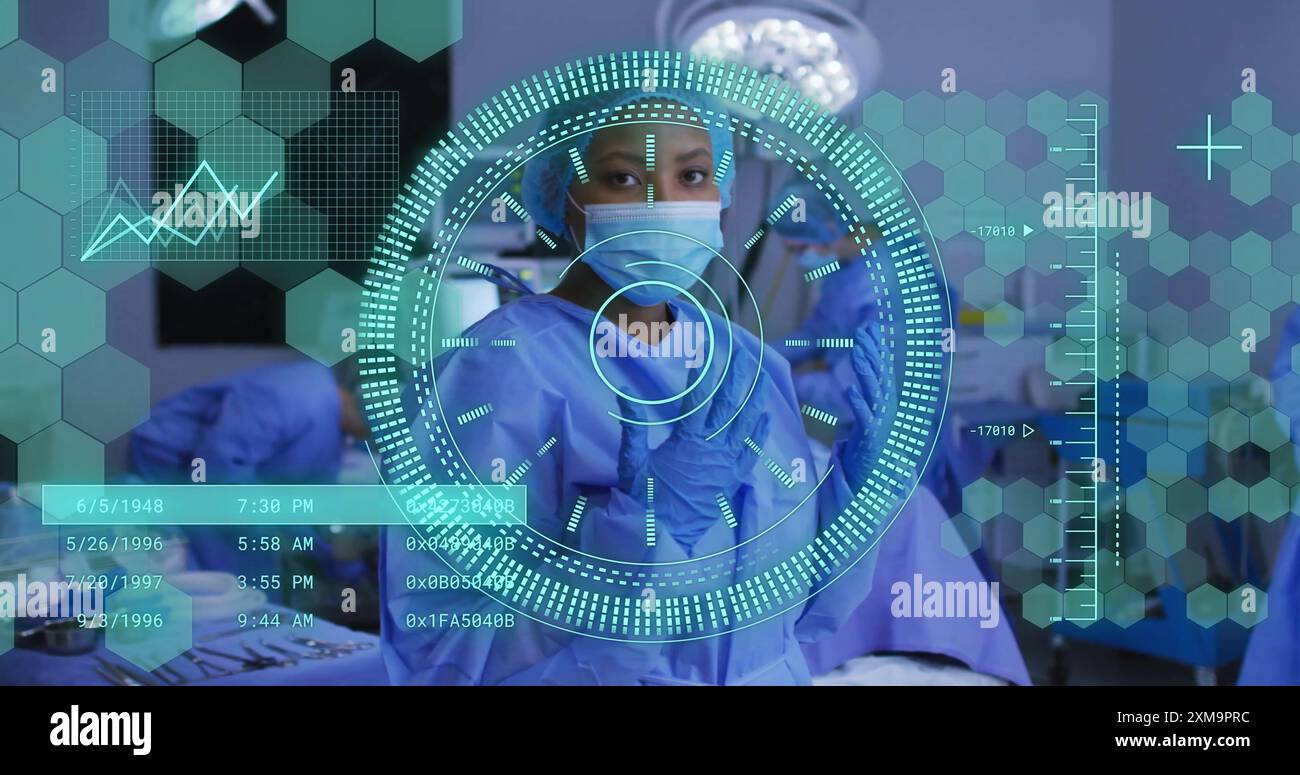 Image of scope scanning and data processing over african american ...