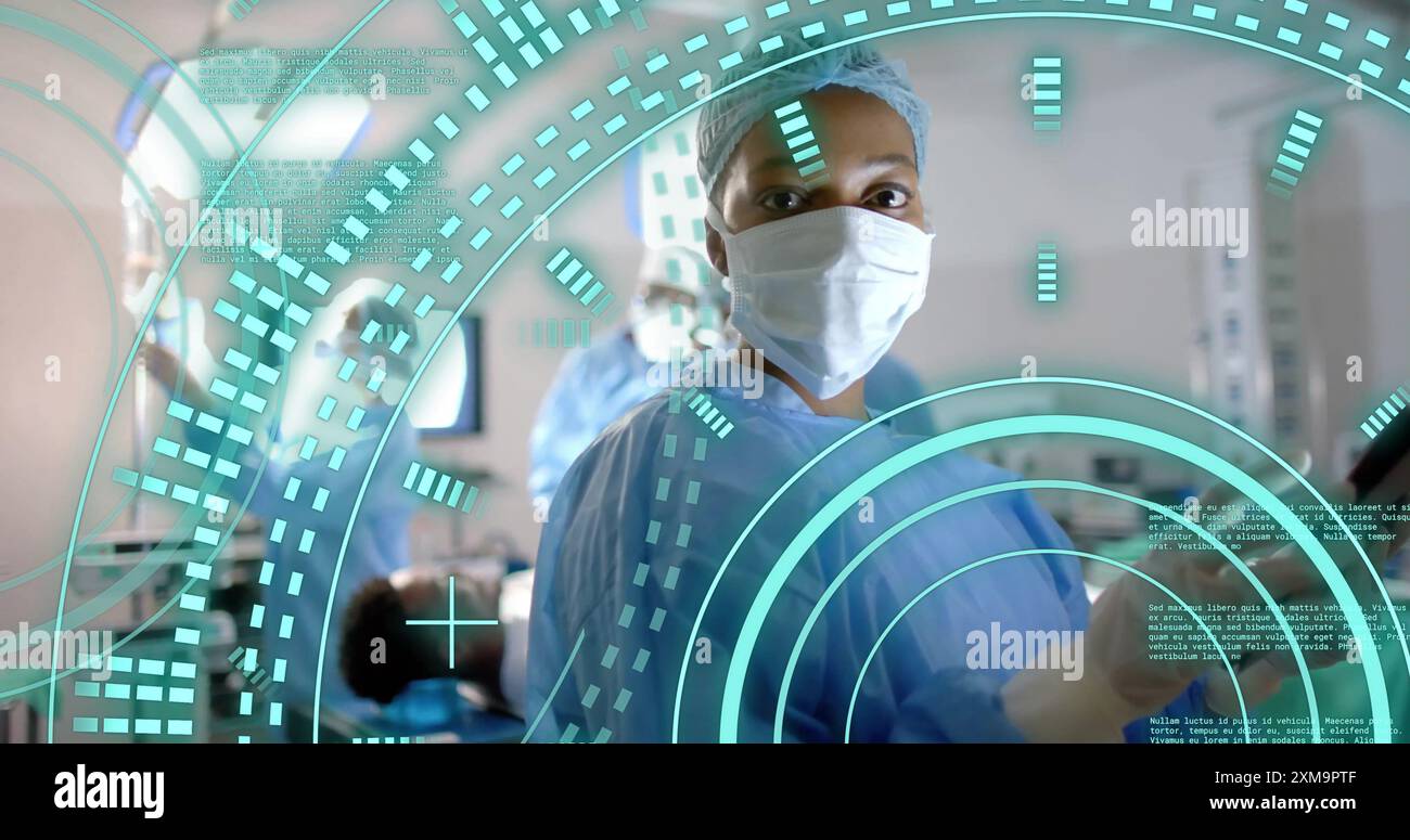 Image of scope scanning and data processing over african american ...