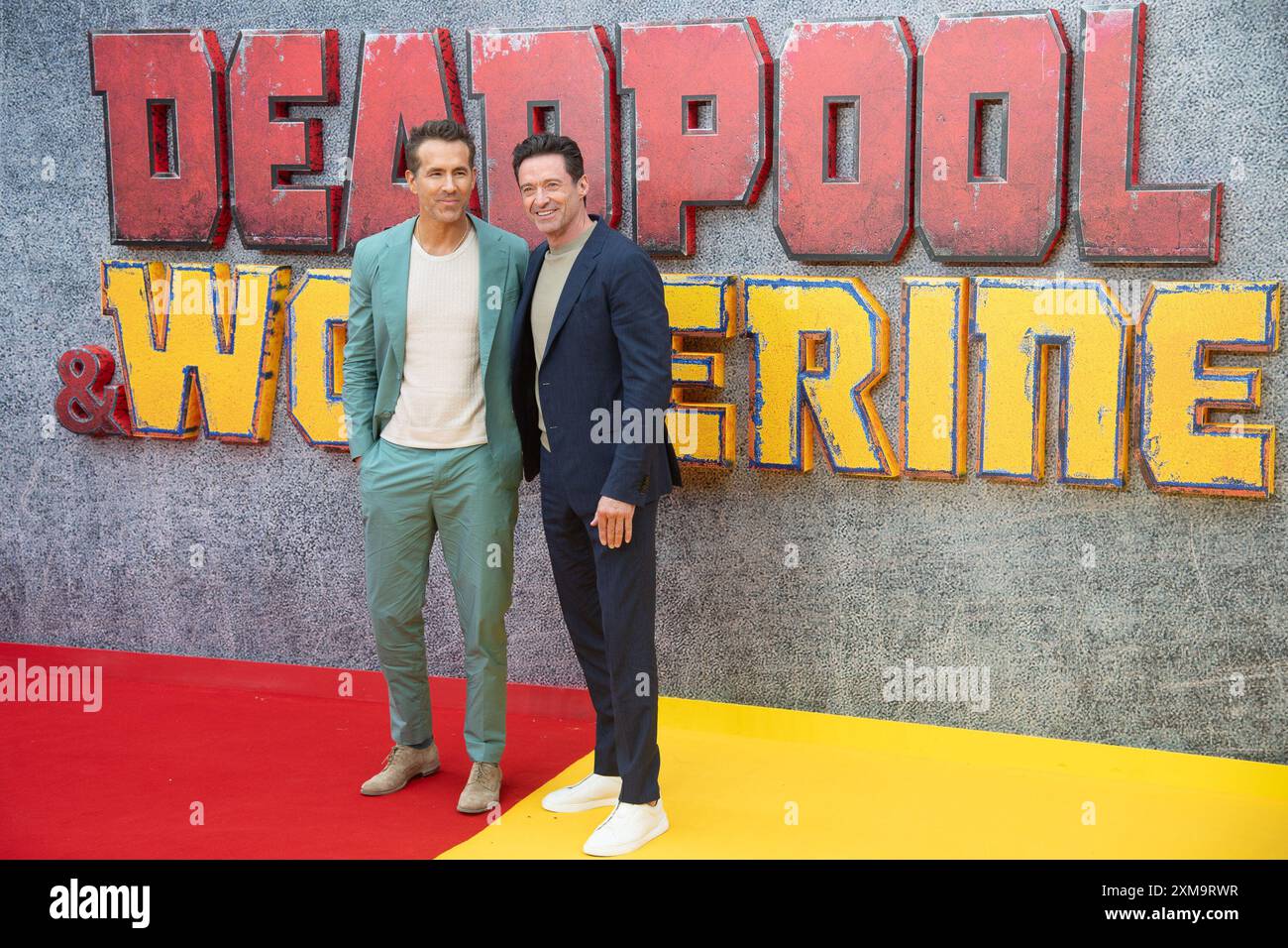 London, UK. 11 Jul, 2024. Pictured: (L-R) - Ryan Reynolds and Hugh ...