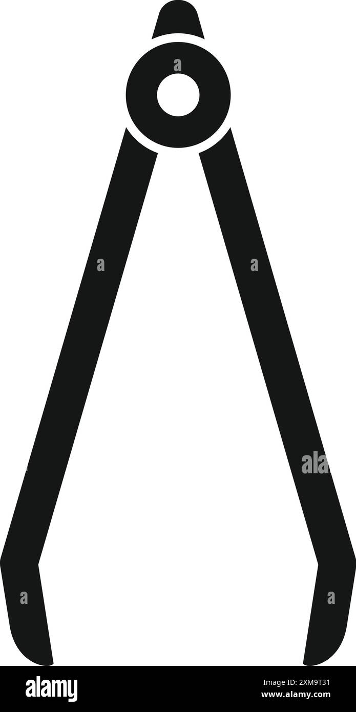 This black glyph icon represents a drawing compass tool for measuring ...