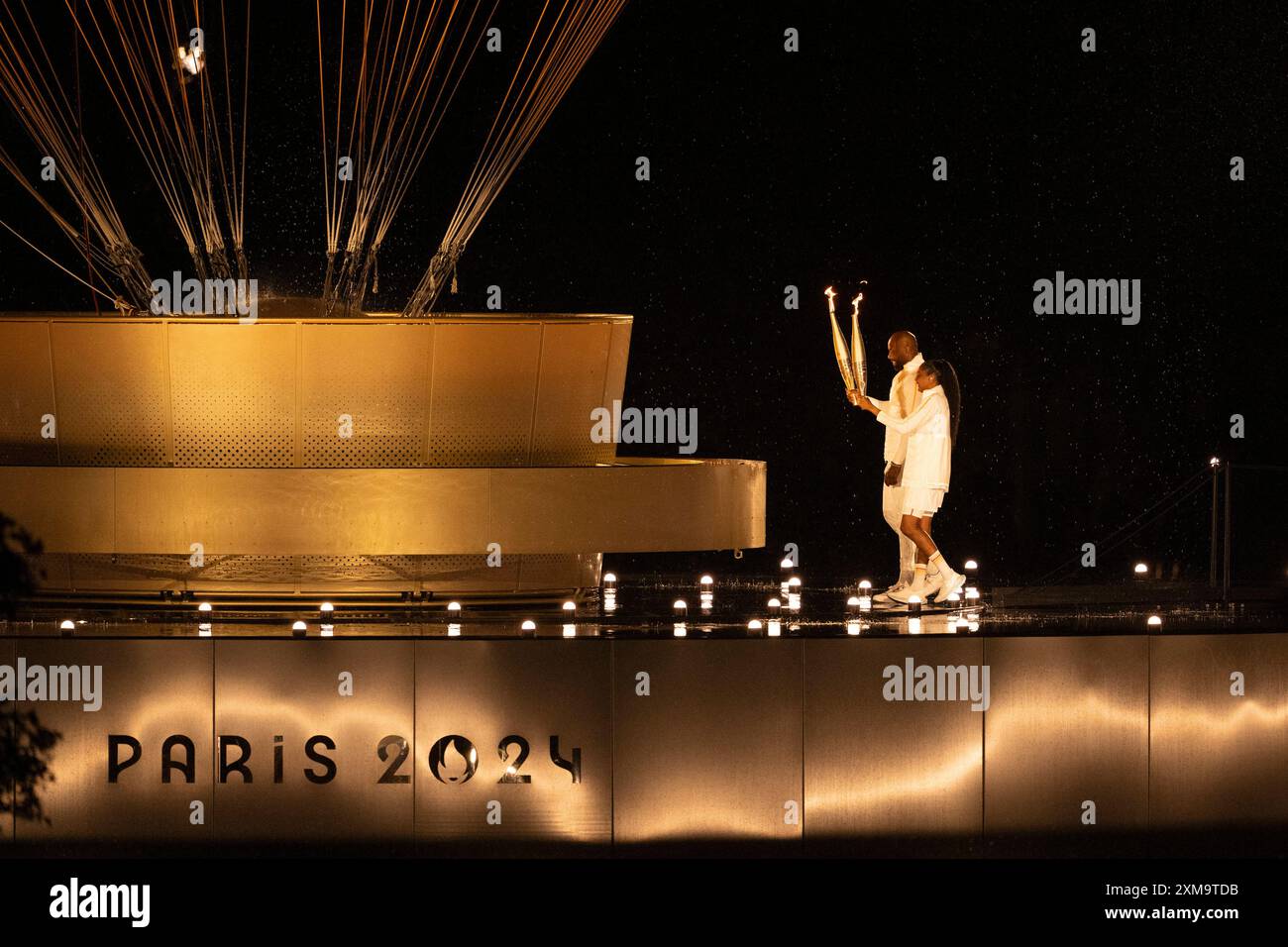 Paris, France. 26th July, 2024. Finale of Opening Ceremony, lighting of ...