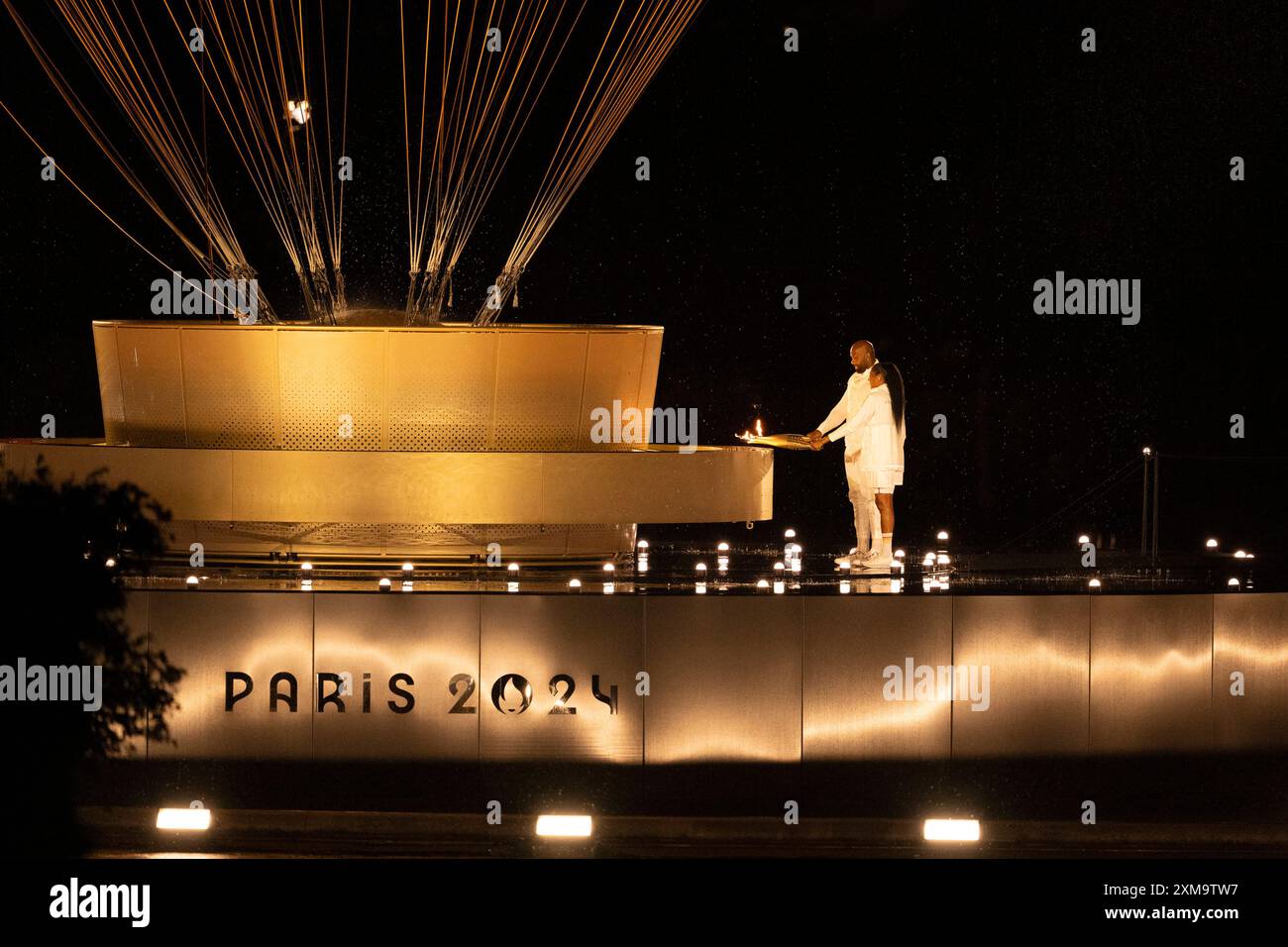 Paris, France. 26th July, 2024. Finale of Opening Ceremony, lighting of ...