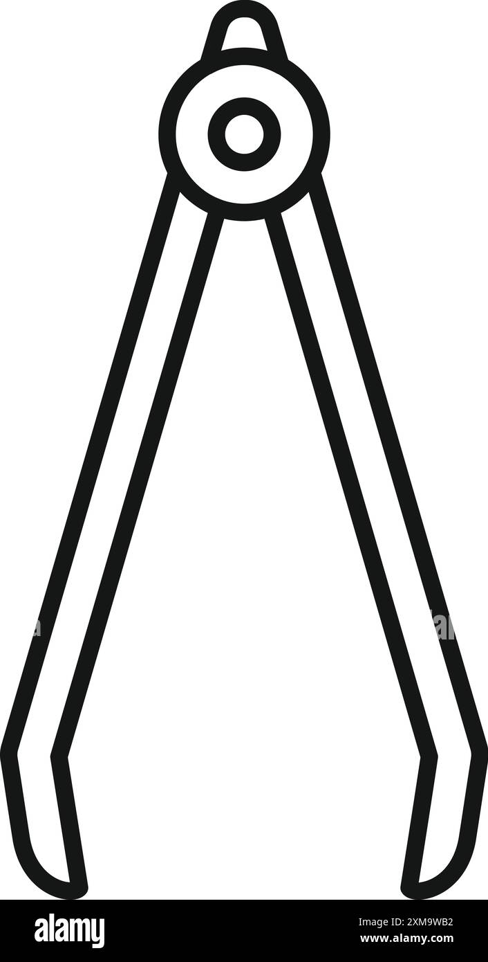 Line drawing of a compass measuring a diameter, for use in technical ...