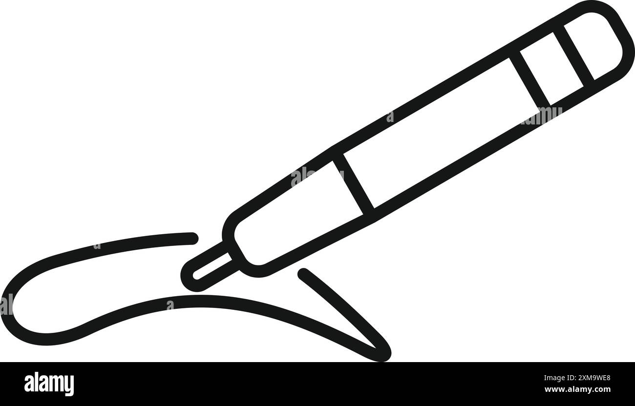 Line art icon of a marker pen drawing a single continuous line Stock ...