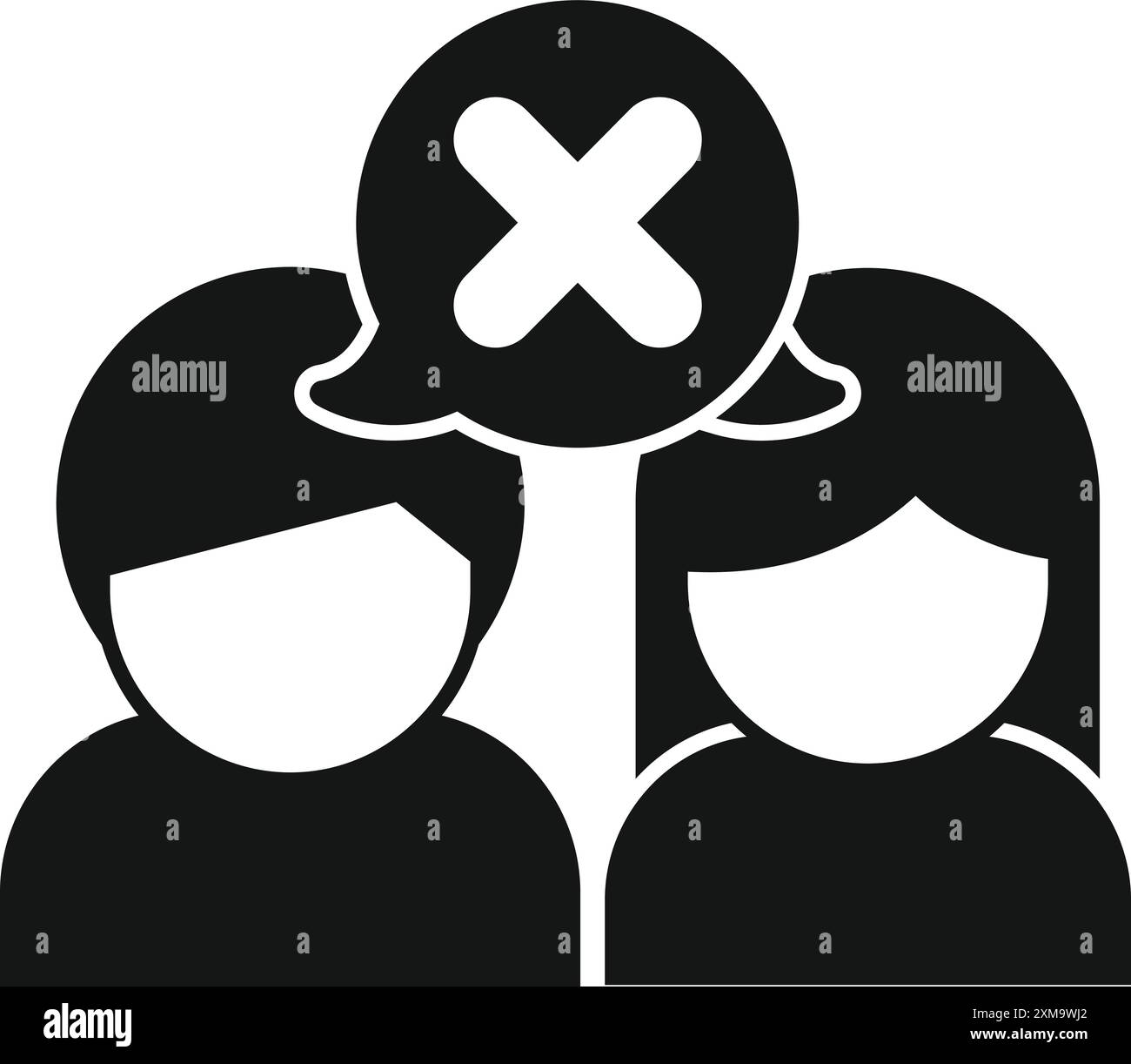 Simple icon of two people having communication problems with a negative ... Simple icon of two people having communication problems with a negative ...