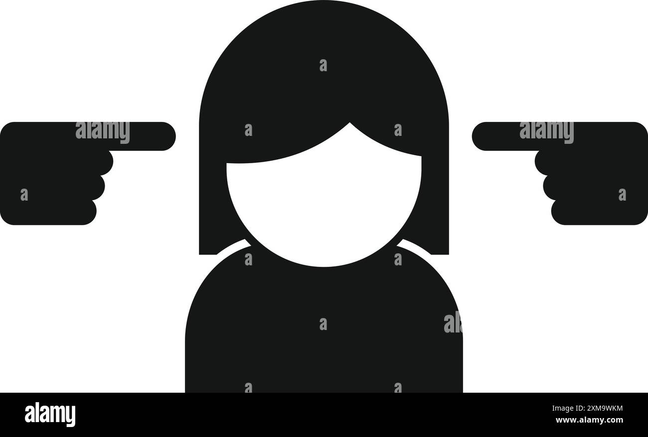 Simple icon of a woman being publicly shamed with fingers pointing at ...